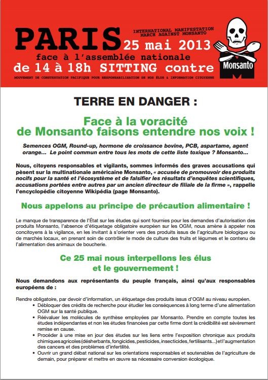 Manifestation mondiale contre Monsanto - Générations Futures Manifestation mondiale contre Monsanto - Générations Futures